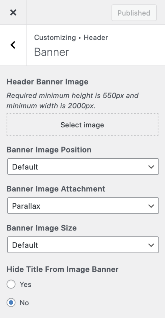 How to configure the banner settings - Inspiry Themes Support