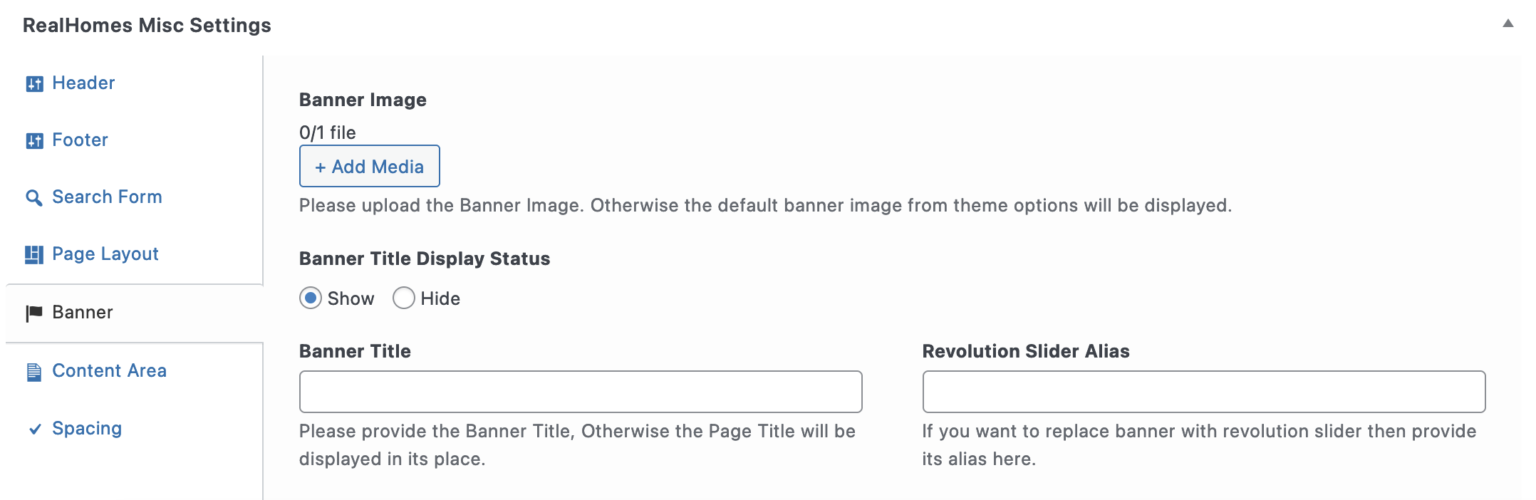 How to configure the banner settings - Inspiry Themes Support